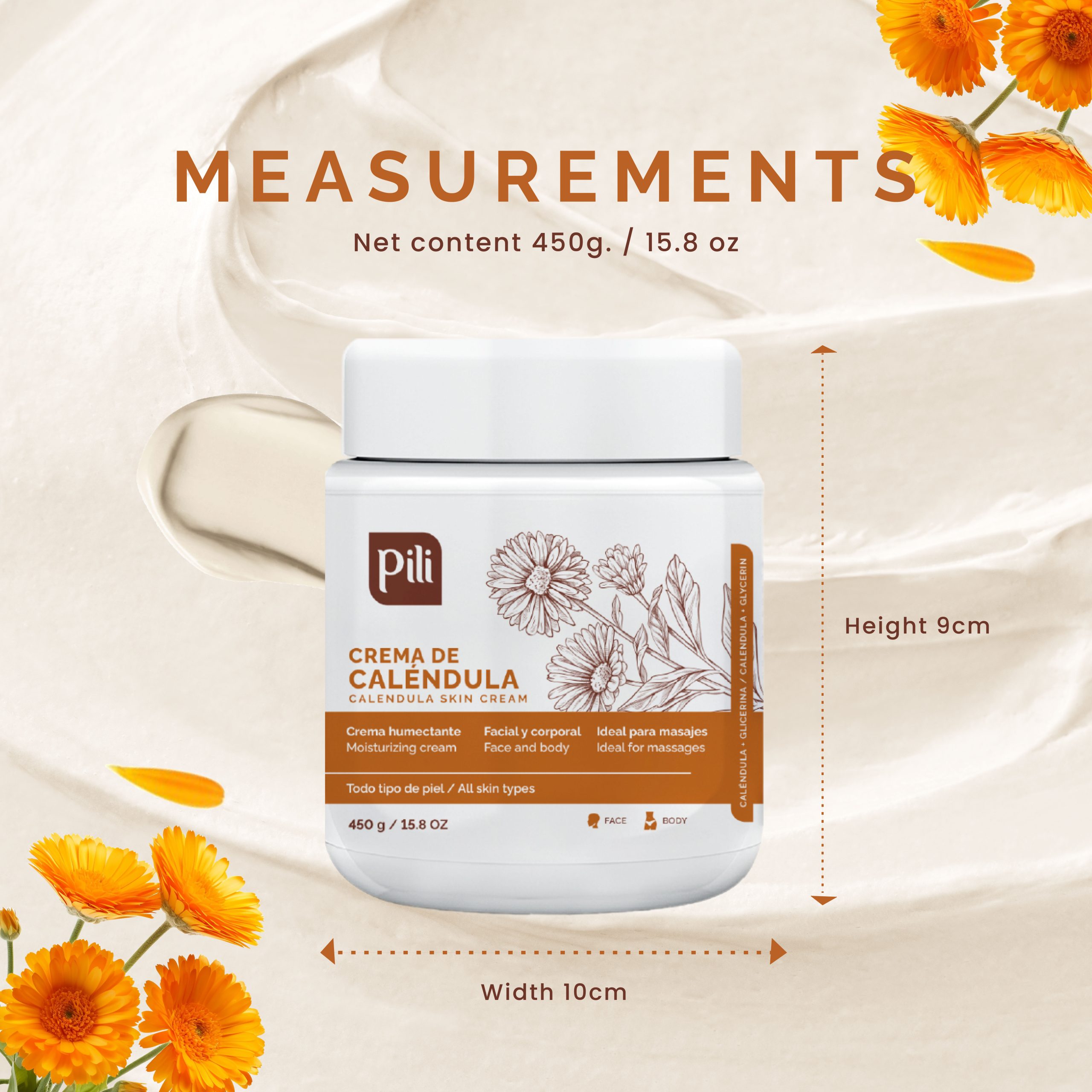 Calendula Skin Cream 15.8 oz – Pili Natural